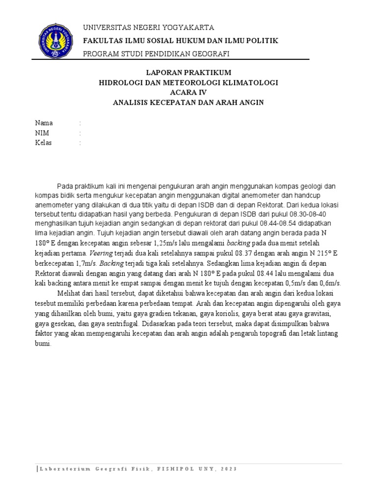 Template Praktikum Hidro Metklim Acara 4 | PDF