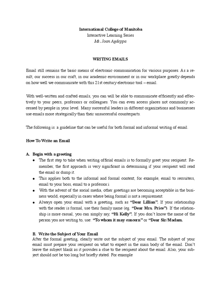 1.-How-to-Write-an-Email-Handout-and-Worksheet | PDF | Communication