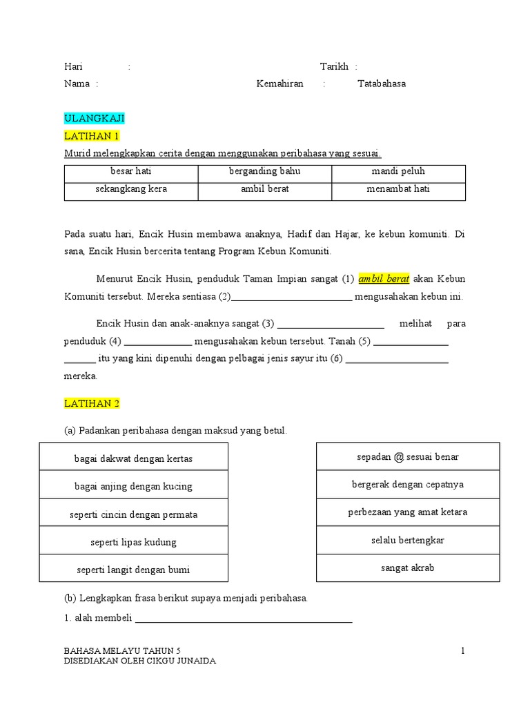 Modul Unit 1 Tahun 5 | PDF