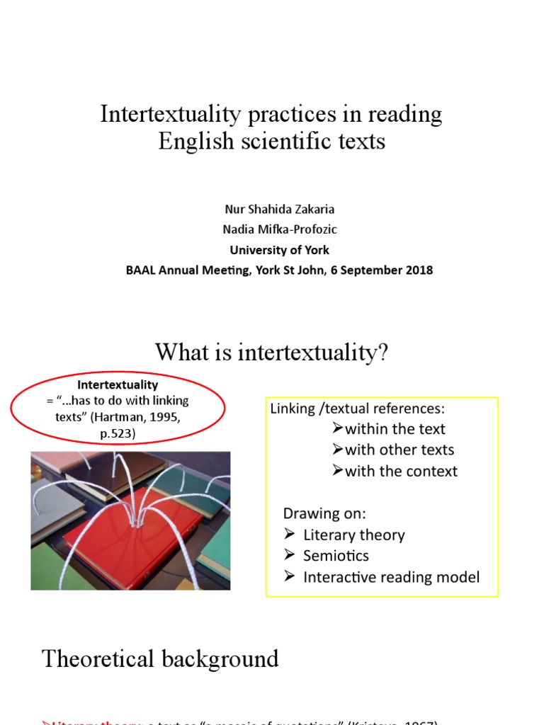 Exploring the Intertextual Connections Made by English as a Second ...