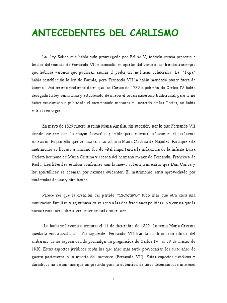 Principios Ideológicos Del Carlismo | PDF | Sucesiones rivales | España