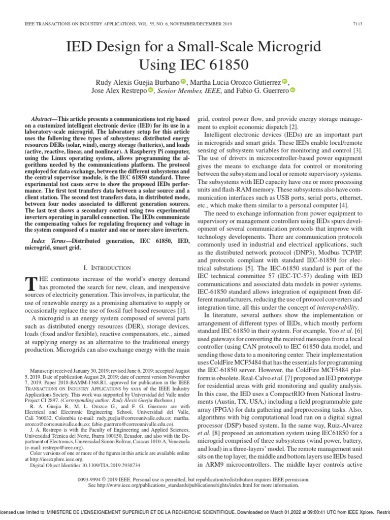 IED Design For A Small-Scale Microgrid Using IEC 61850 | PDF ...