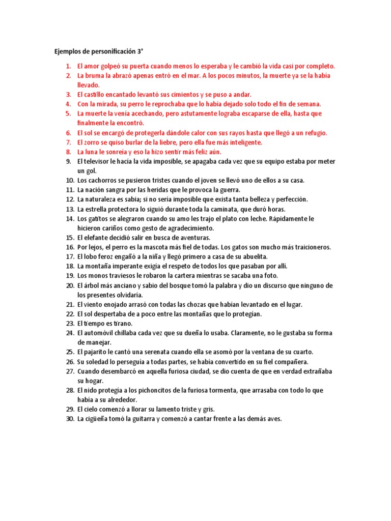 Ejemplos de personificación y comparación | PDF | Poesía