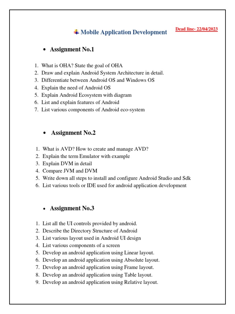 MAD Assignmentss | PDF | Android (Operating System) | Software Engineering