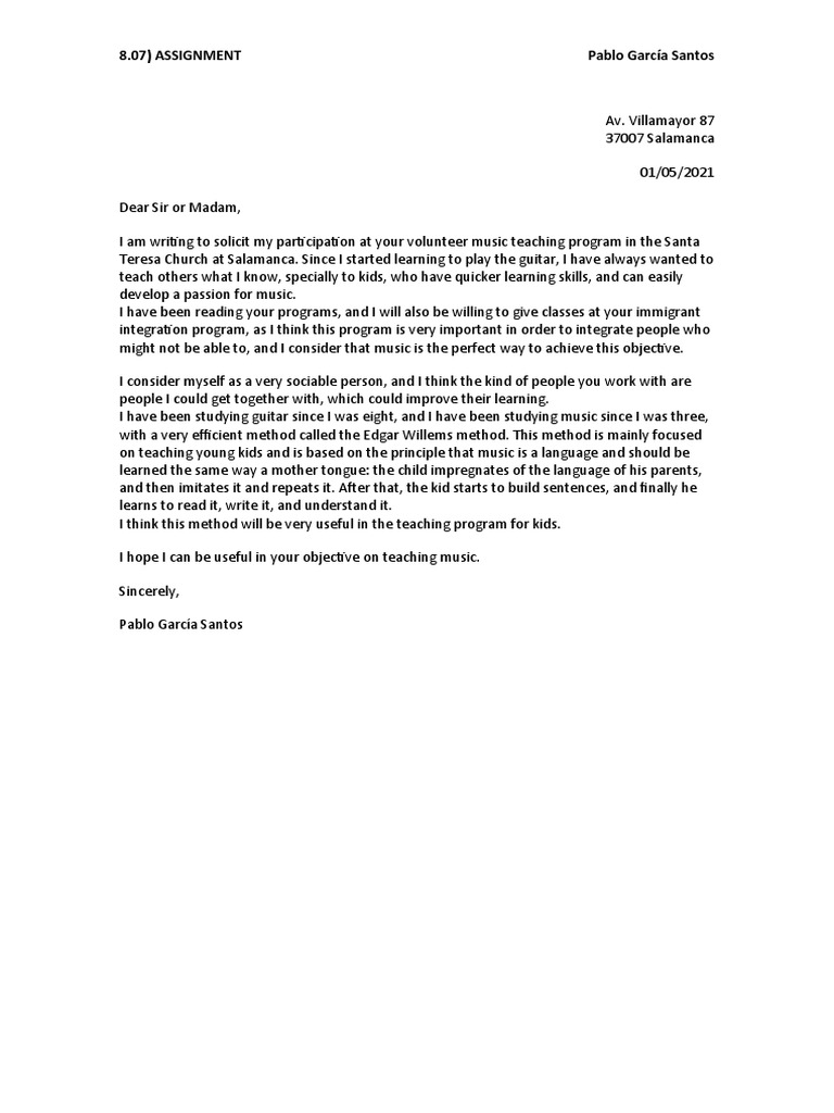 8.07) Assignment - Becoming A Volunteer | PDF