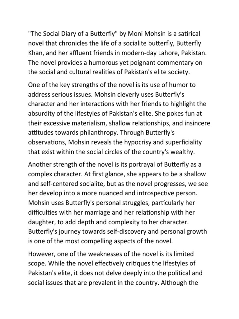Social Satire in Mohsin's Butterfly Diary | PDF | Novels | Pakistan