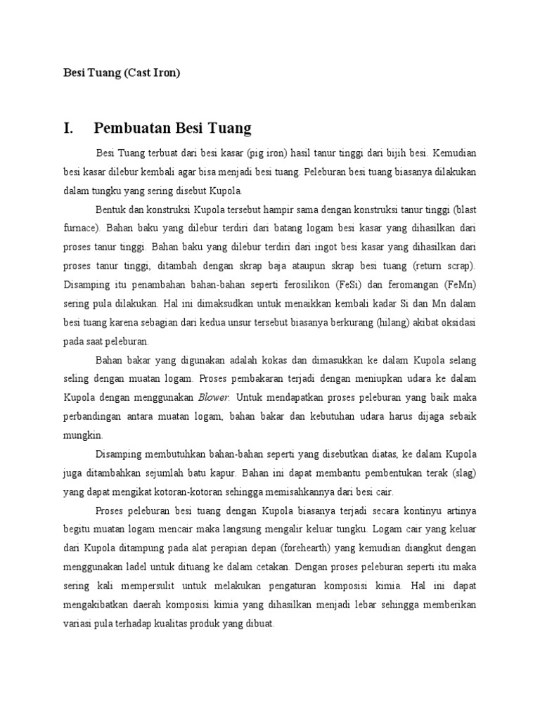 Proses dan Jenis Besi Tuang | PDF