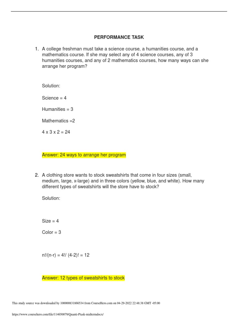 Quanti Ptask Midterm | PDF