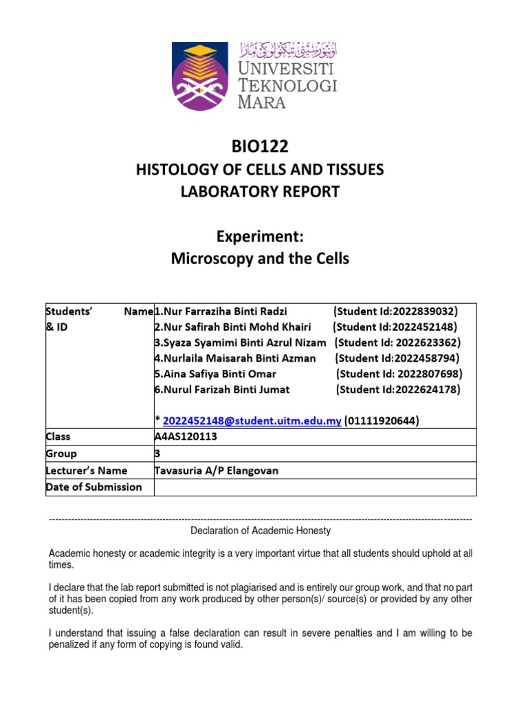 Biologi 122 Lab Report Pdf Cell Biology Microscope