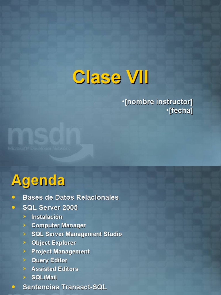 Clase VII | PDF | Servidor SQL de Microsoft | Base de datos relacional
