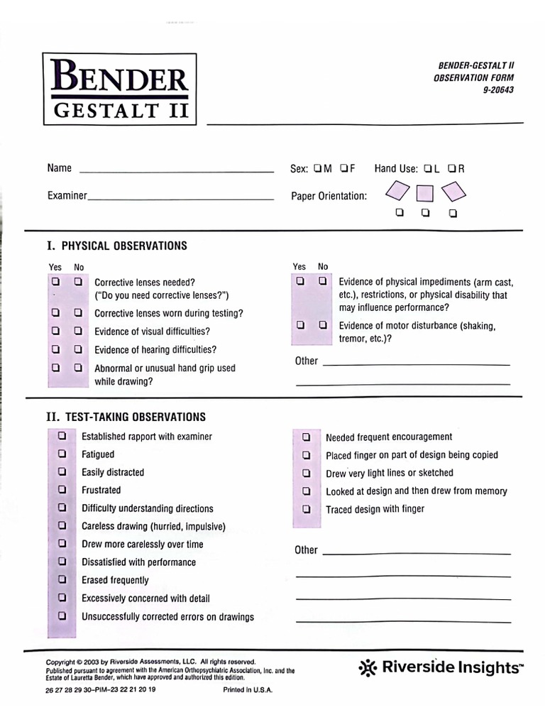 Protocolo Bender Gestalt II | PDF