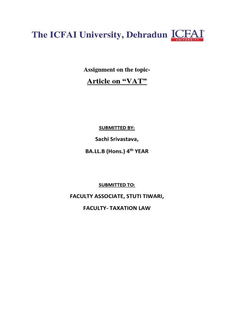 Vat GST Assignment | PDF | Value Added Tax | Taxes