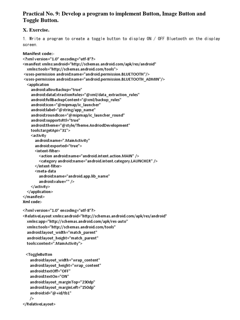 Practical No 9 To .. | PDF | Android (Operating System) | Computing