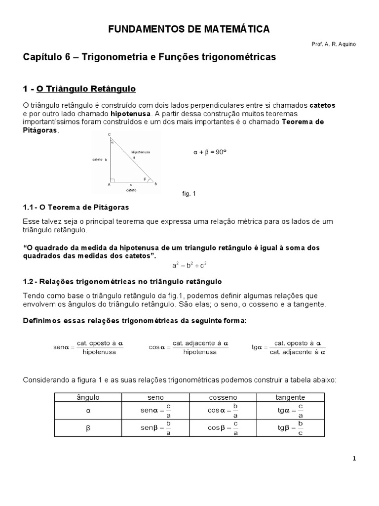 Fund Mat - Cap 6 - Trigonometria e Funções Trigonométricas | PDF ...