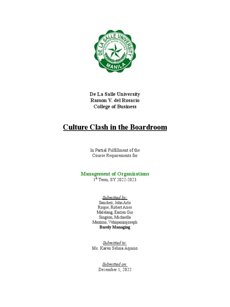 Culture Clash in The Boardroom Business Case Analysis | PDF | Business ...