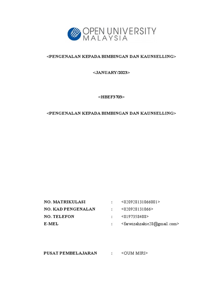 Assgn Bimbingan Kaunseling | PDF | Karier & Perkembangan