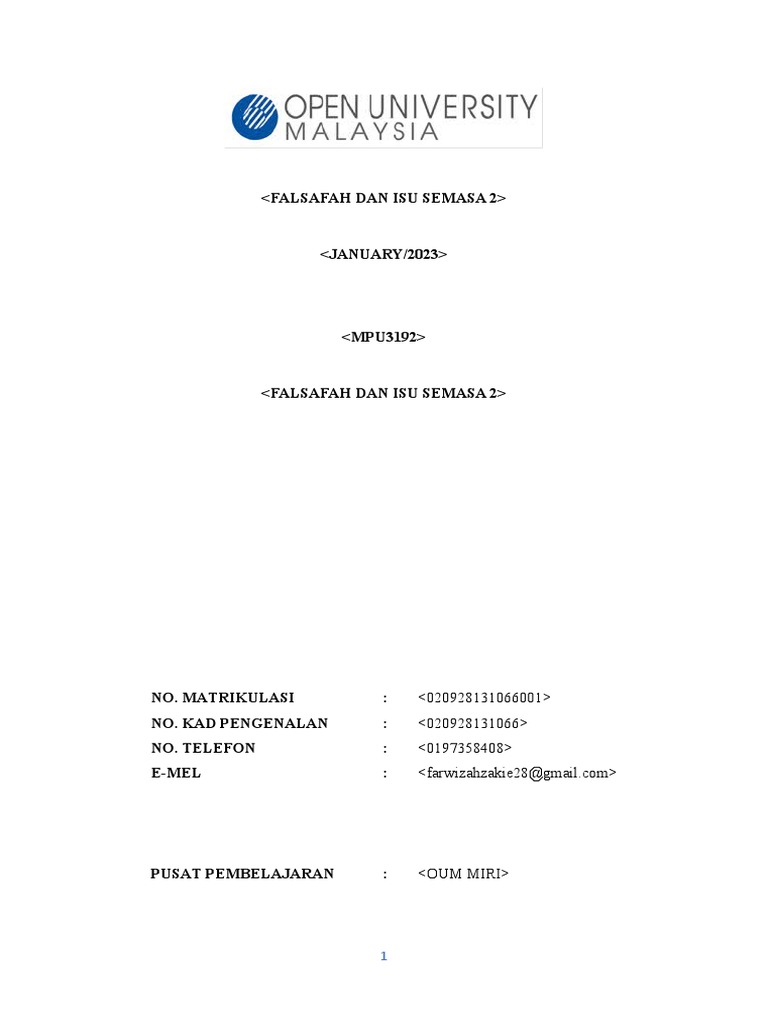 Assgn Falsafah Dan Isu Semasa | PDF