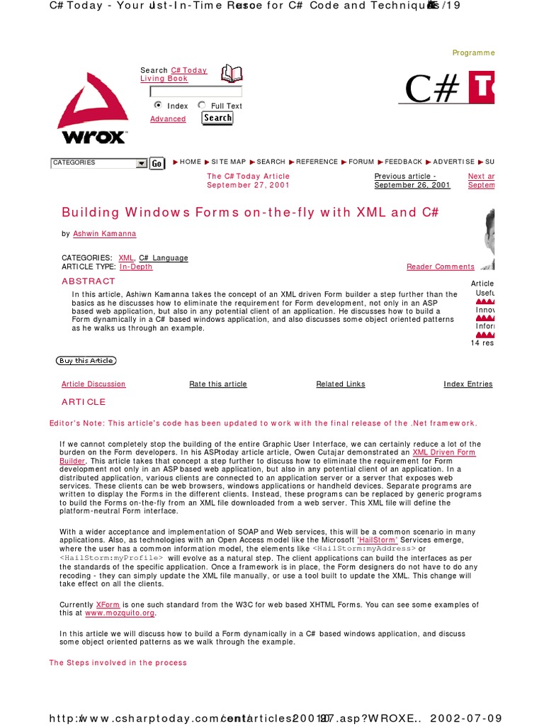 Building Windows Forms On The Fly With Xml And C Download Free Pdf Class Computer 3521