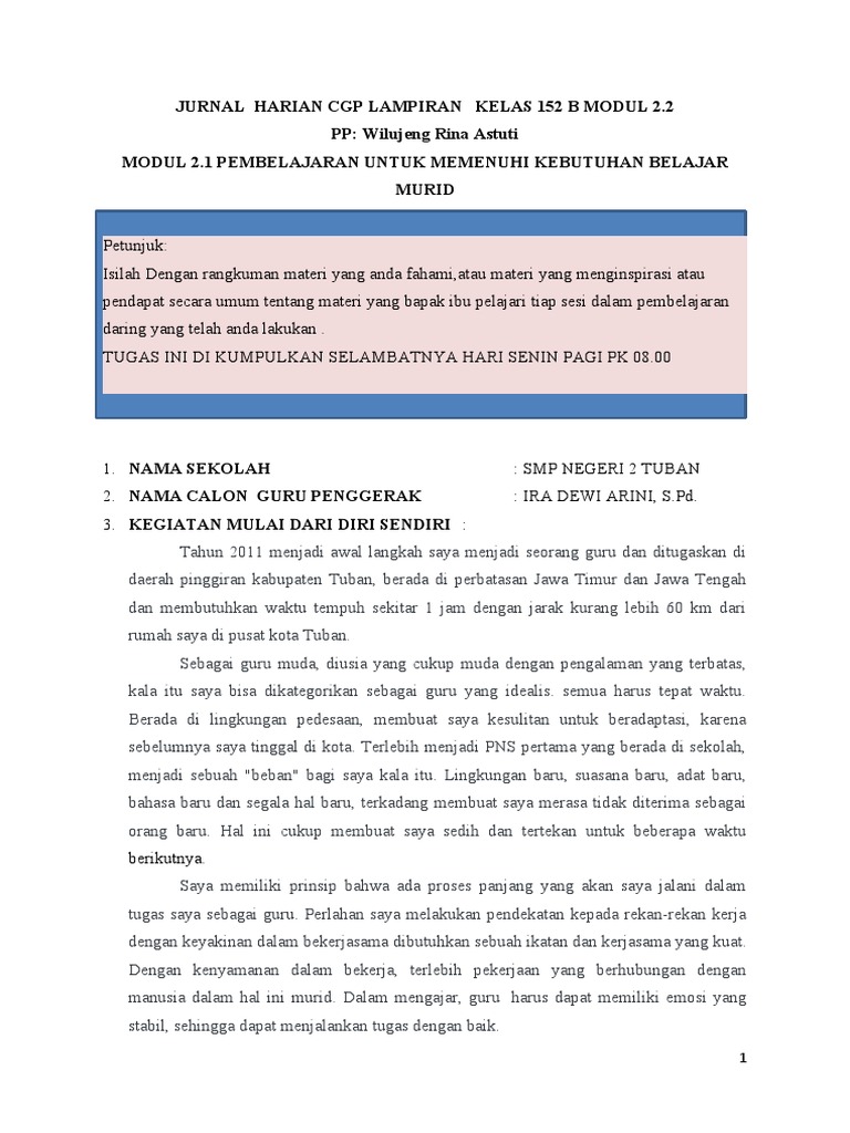 JURNAL Harian CGP Modul 2.2 | PDF