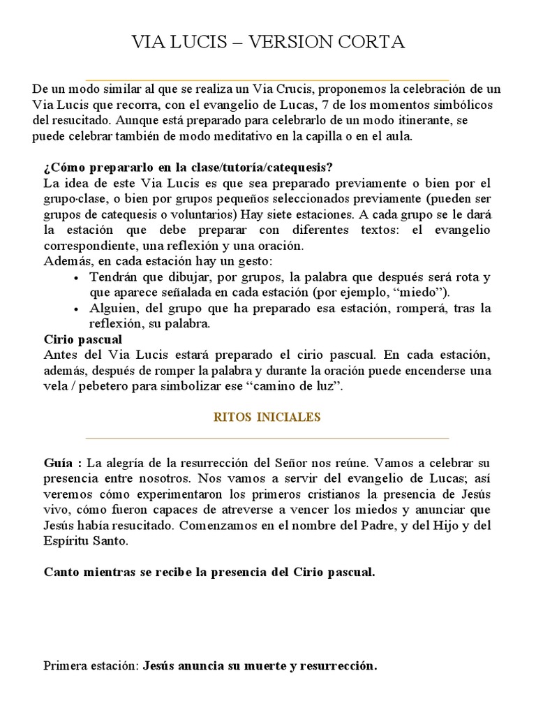 Celebración del Via Lucis: 7 Estaciones | PDF | La resurrección de ...