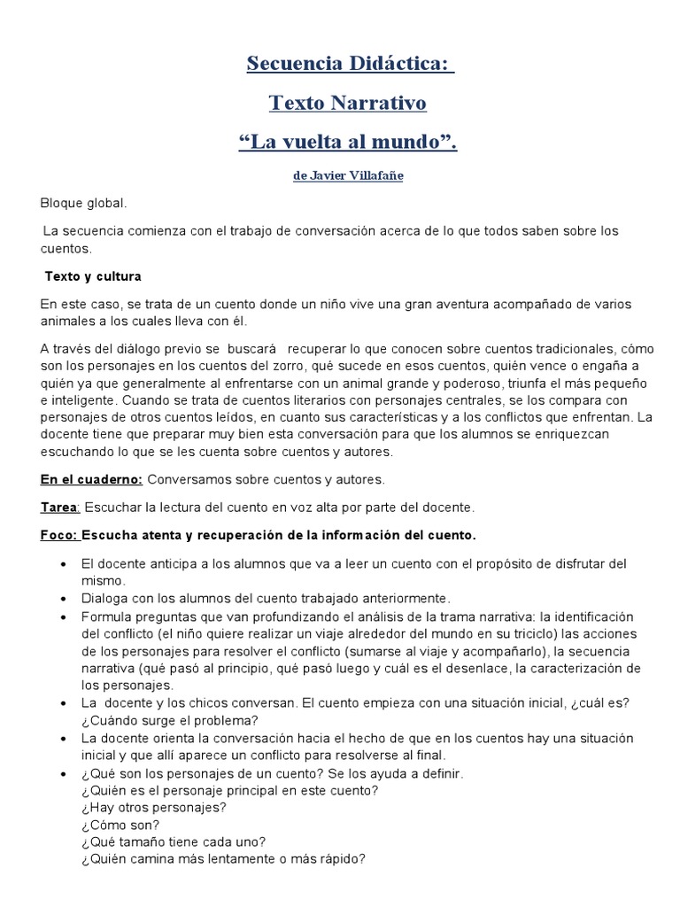 Secuencia Didáctica: La Vuelta al Mundo | PDF | Cuentos | Palabra