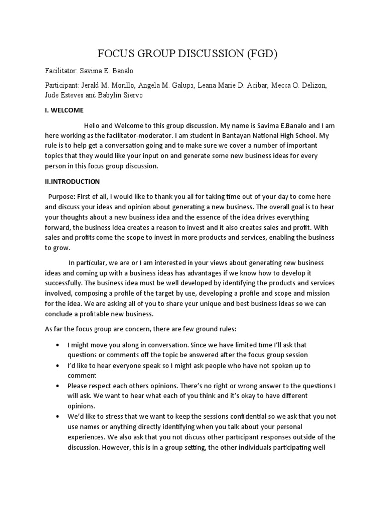 Focus Group Discussion | PDF | Focus Group | Communication