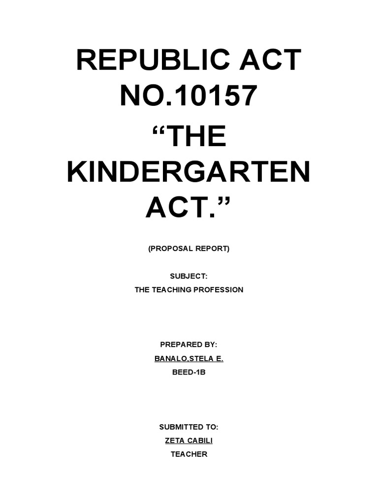 Republic Act No | PDF | Kindergarten | Teachers