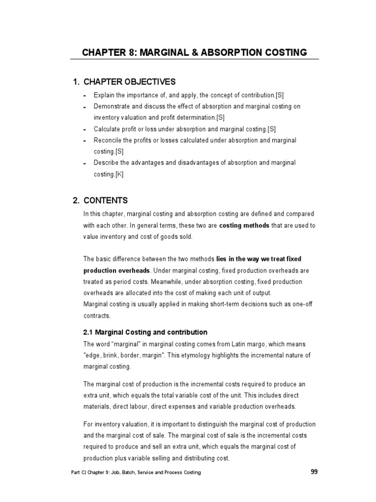 Week 67 and 9 Absorption Costing Vs Marginal Costing Costing Method | PDF | Cost Of Goods Sold ...