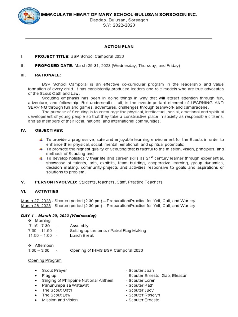 Action Plan Scouting | PDF | Learning | Scouting