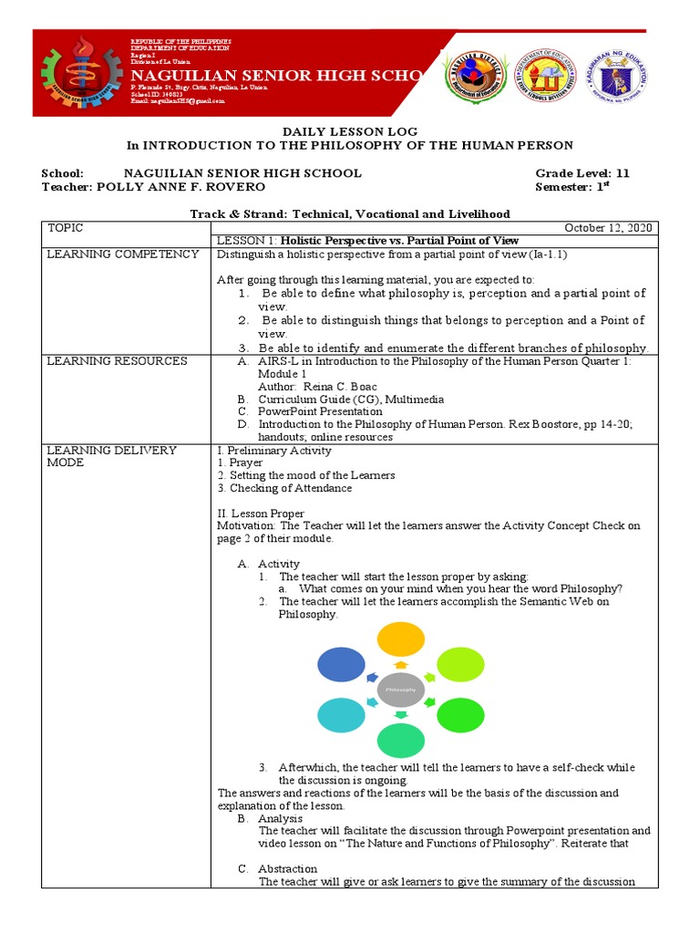 Daily Lesson Log: Philosophy Overview | PDF | Teachers | Learning