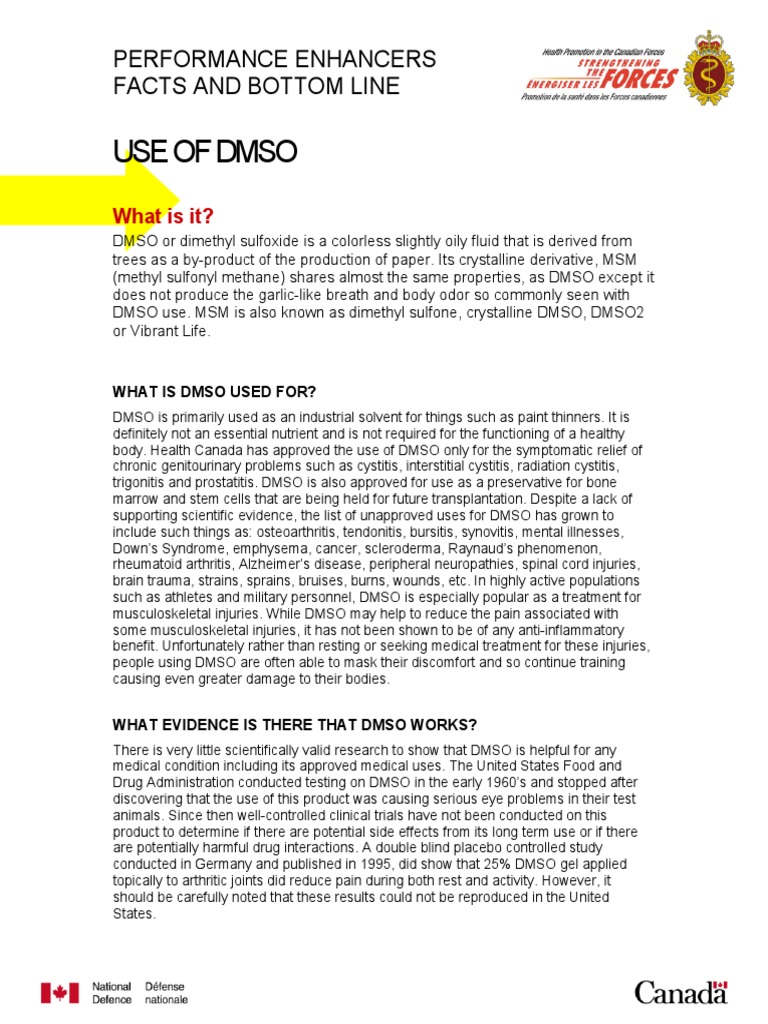 DMSO Use: Facts, Risks, and Concerns | PDF | Dimethyl Sulfoxide | Injury