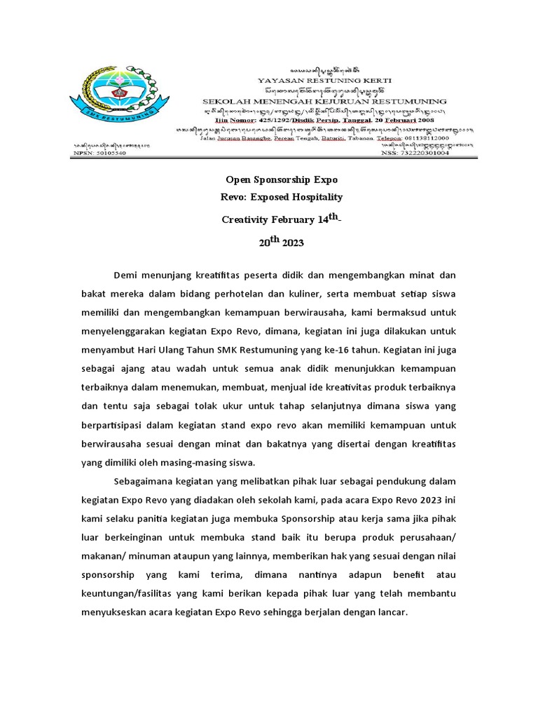 Expo Revo Proposal (Rev I) | PDF