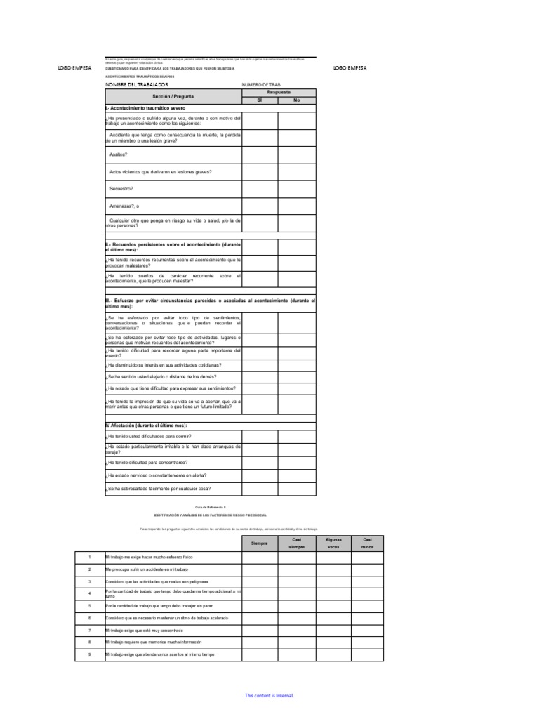 Nom 35 Cuestionario | PDF | Cuestionario