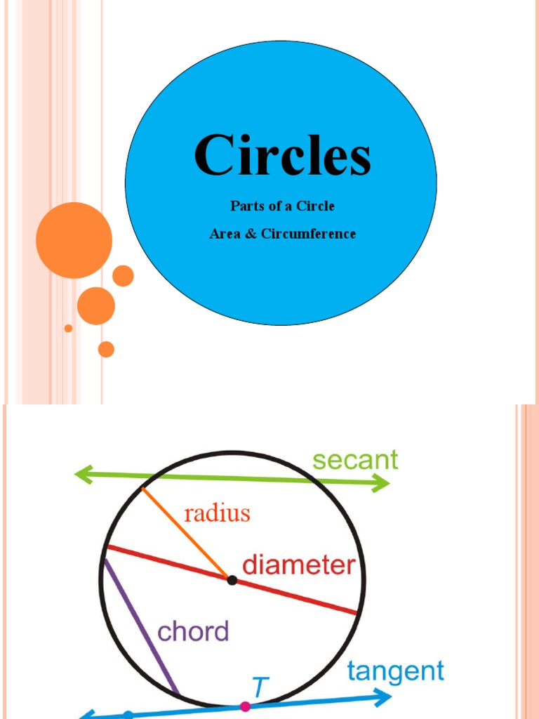 Circles: Parts of A Circle Area & Circumference | PDF