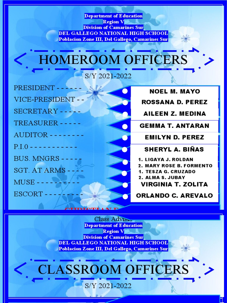 Homeroom Officers CS | PDF