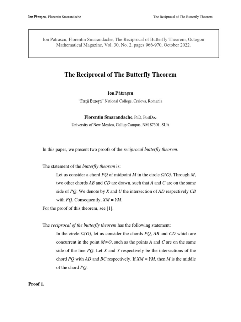 The Reciprocal of Butterfly Theorem | PDF | Rectangle | Perpendicular