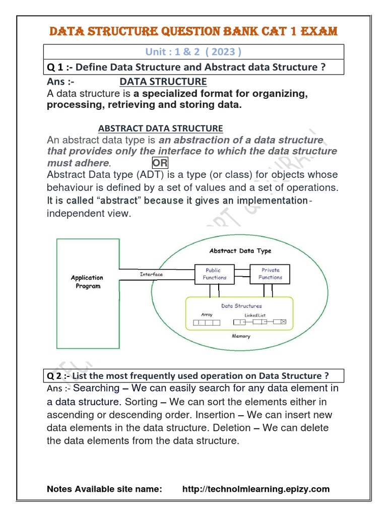 Data Structure Question Bank Pdf Queue Abstract Data Type