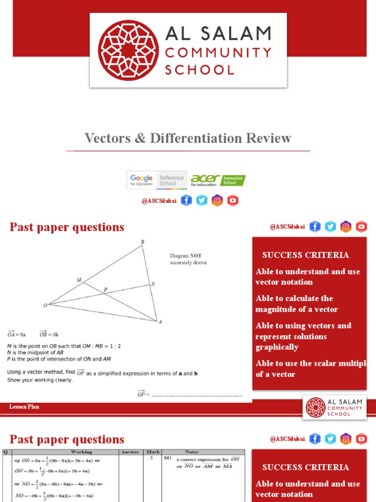 Vectors & Differentiation Review | PDF | Euclidean Vector | Scalar (Mathematics)
