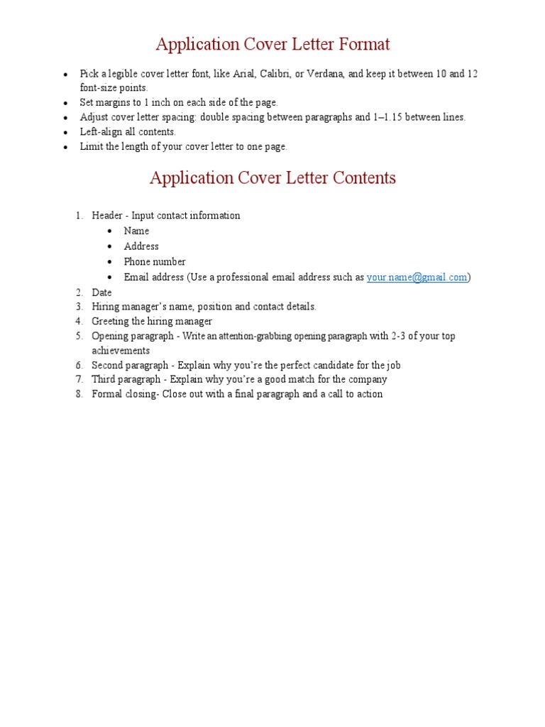 Application Cover Letter Format Content and Template | PDF | Paragraph ...