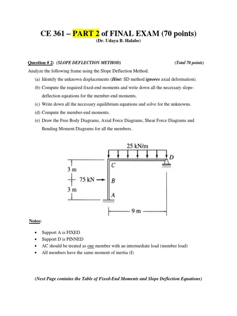 CE 361 EXAM - PART 2 of FINAL EXAM (Summer 2020) | PDF CE 361 EXAM - PART 2 of FINAL EXAM (Summer 2020) | PDF