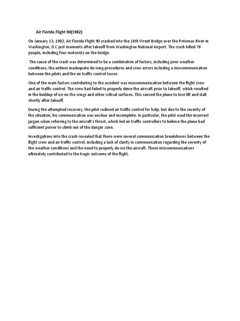 Air Florida Flight 90 Crash Analysis | PDF | Law