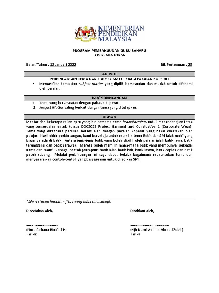 Contoh Laporan PPGB-JANUARI | PDF