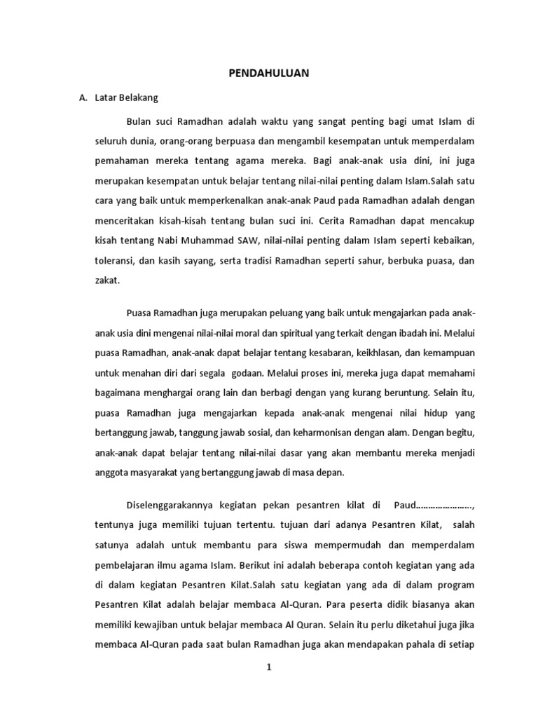 Laporan Kegiatan Pesantren Kilat PAUD | PDF | Agama & Spiritualitas