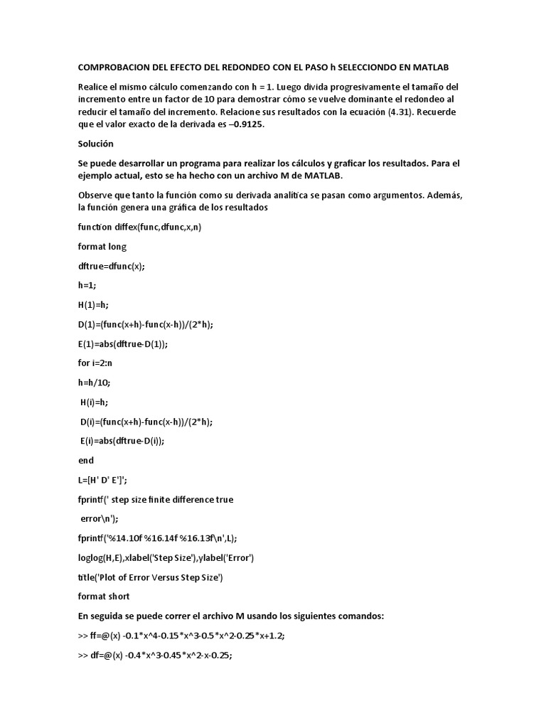 Algoritmos Numéricos en MATLAB | PDF | Algoritmos | Análisis matemático