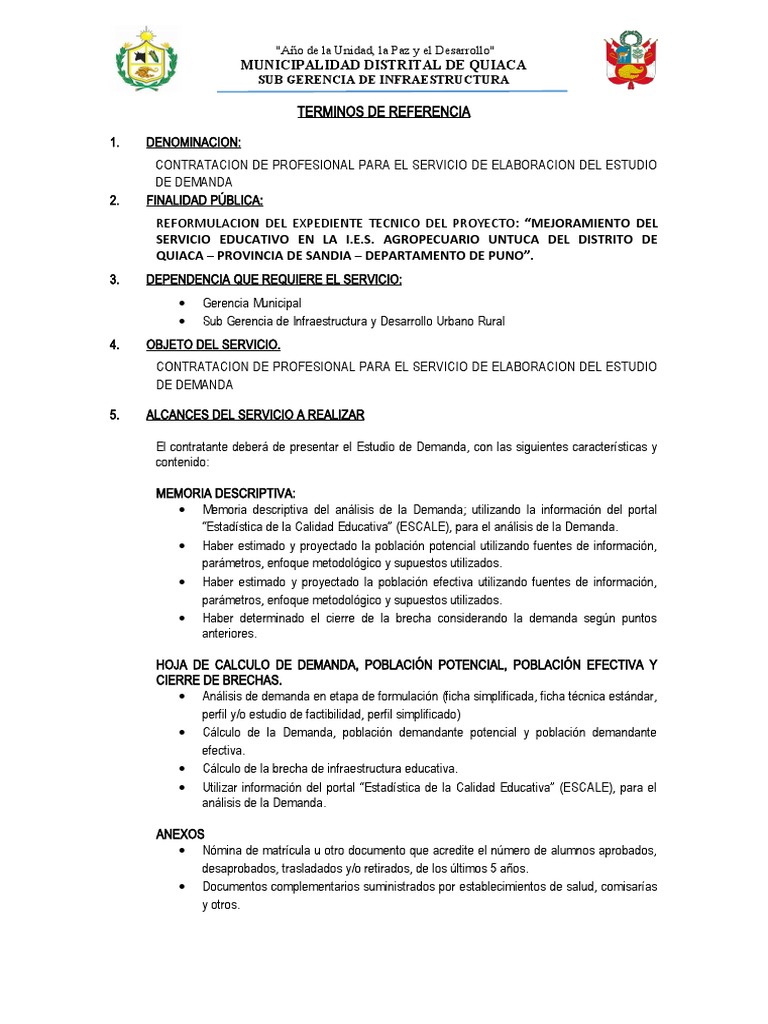 Estudio de Demanda Educativa en Quiaca | PDF