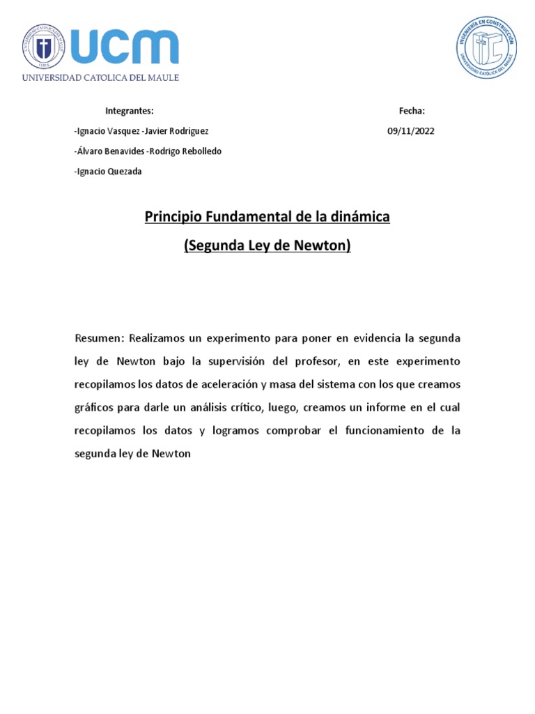 Laboratorio Fisica N°2 Sex 1 Pdf Tasas Temporales Ingeniería Mecánica