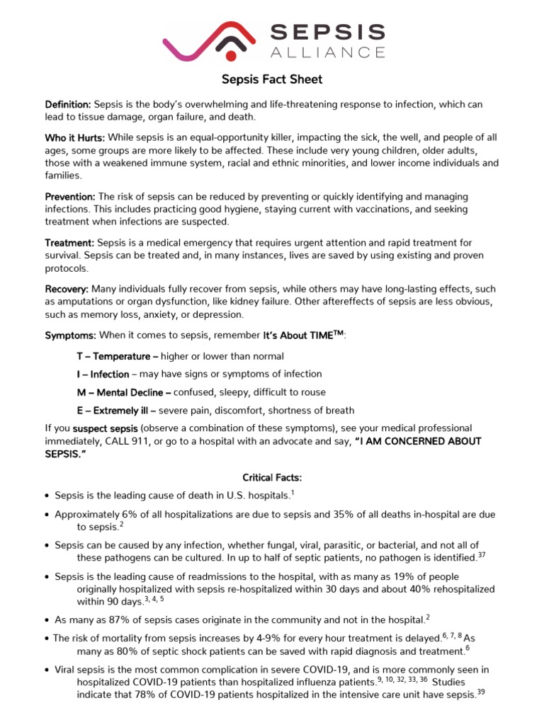 Sepsis Fact Sheet | Download Free PDF | Sepsis | Infection