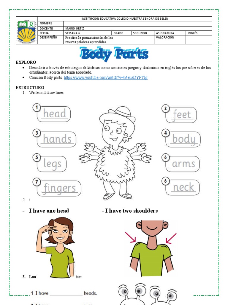 Anexo 1 Body Parts Semana 6 Mario Ortiz Inglés | PDF