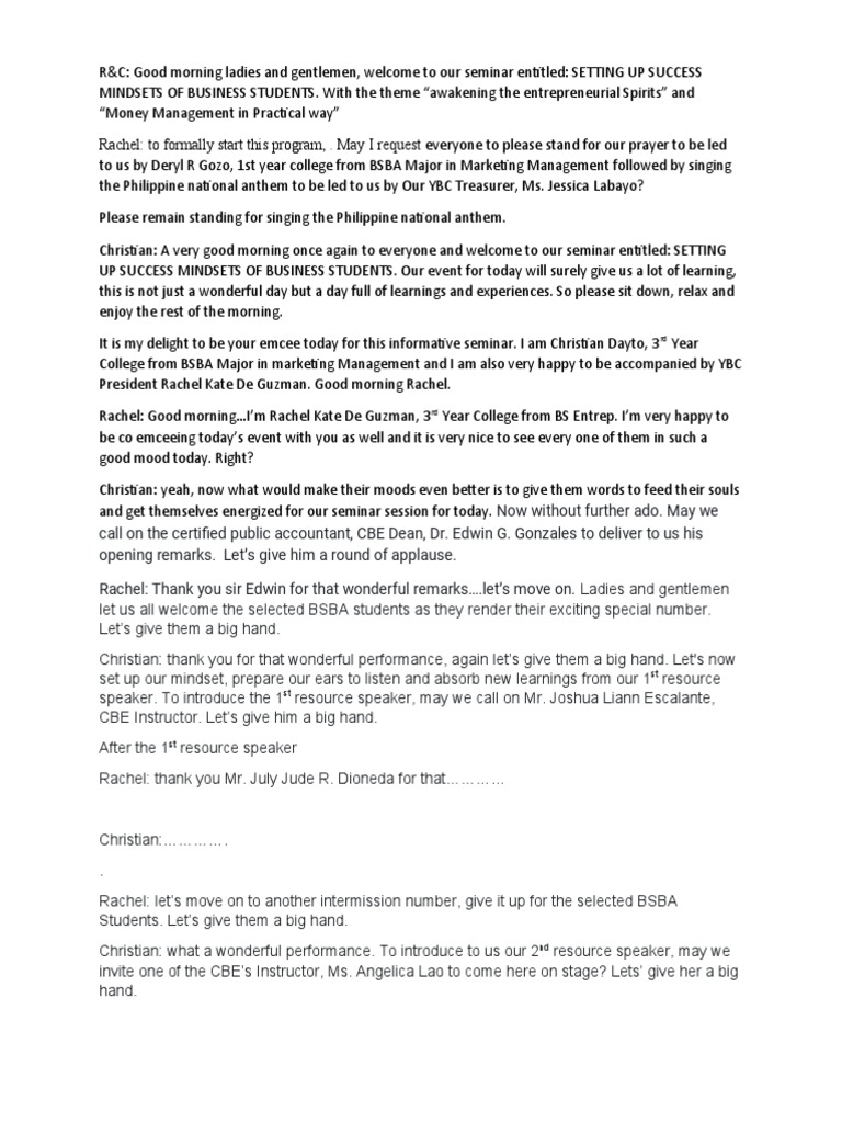 Emcees' Script | PDF