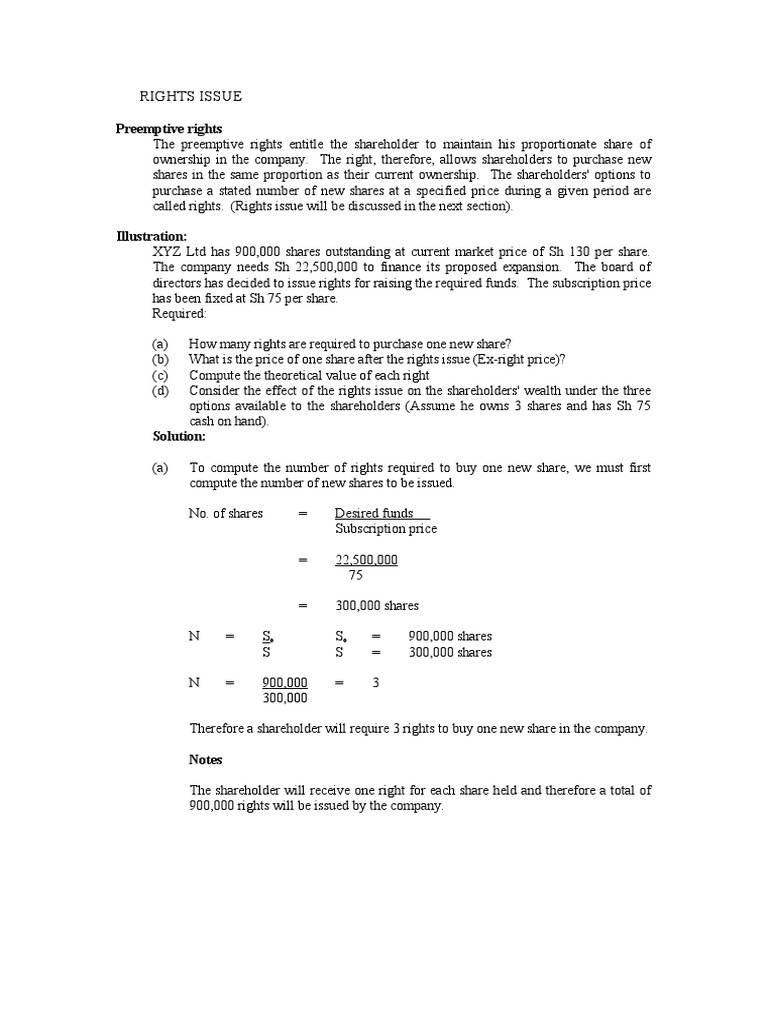 RIGHTS ISSUE EXPLAINED | PDF | Option (Finance) | Share (Finance)